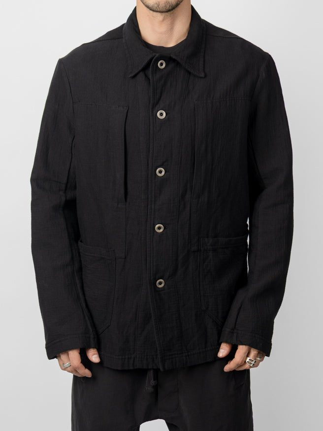 Structured Cotton Worker Jacket with Metal Staple
